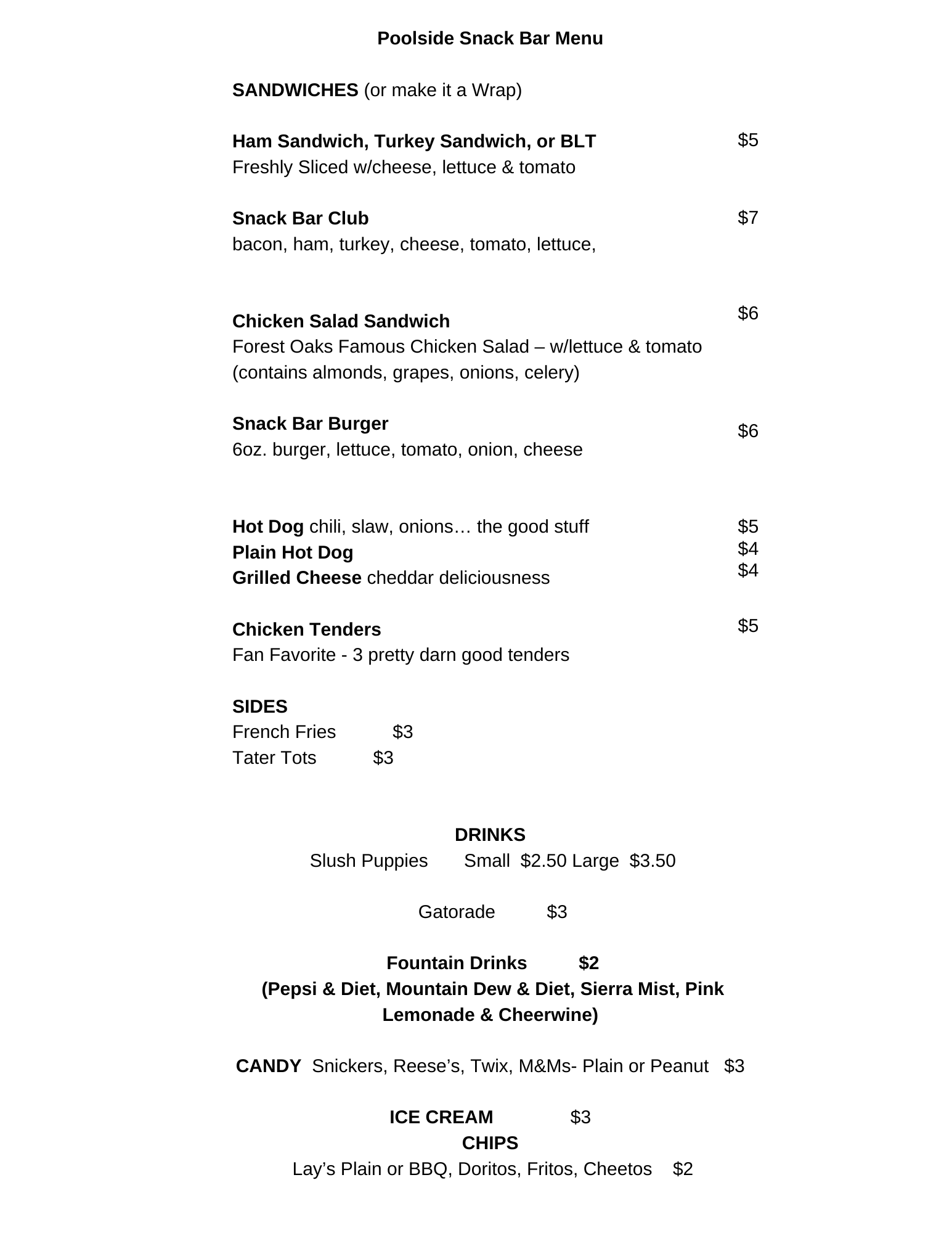 Snack Shop By The Pool – Forest Oaks Country Club – Greensboro, NC